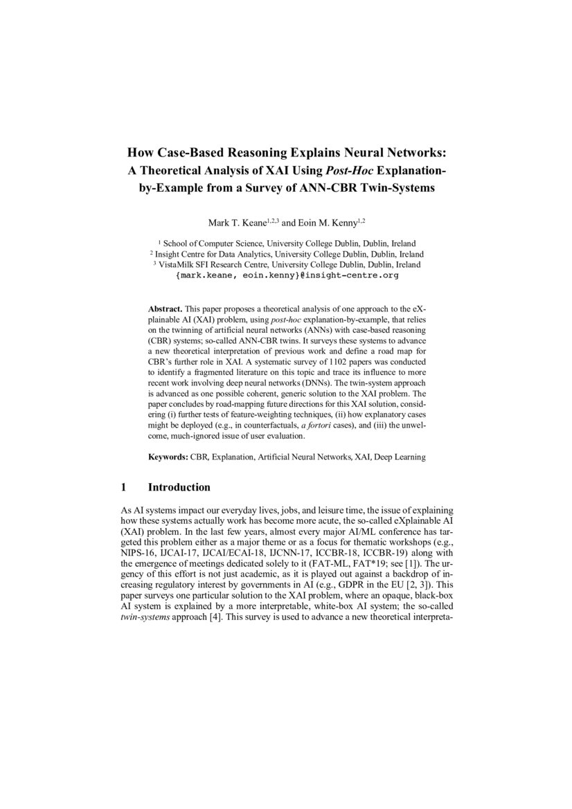 How Case Based Reasoning Explained Neural Networks An Xai Survey Of