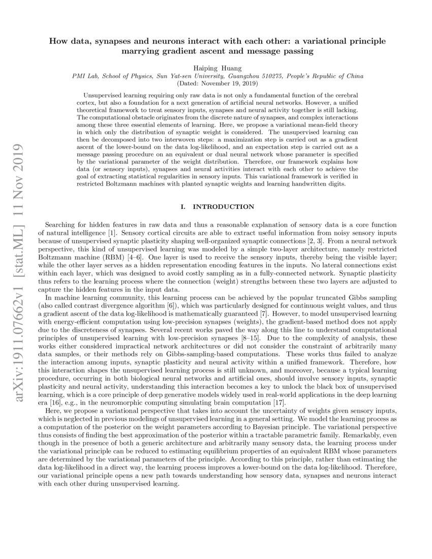 How data, synapses and neurons interact with each other: a variational principle marrying ...