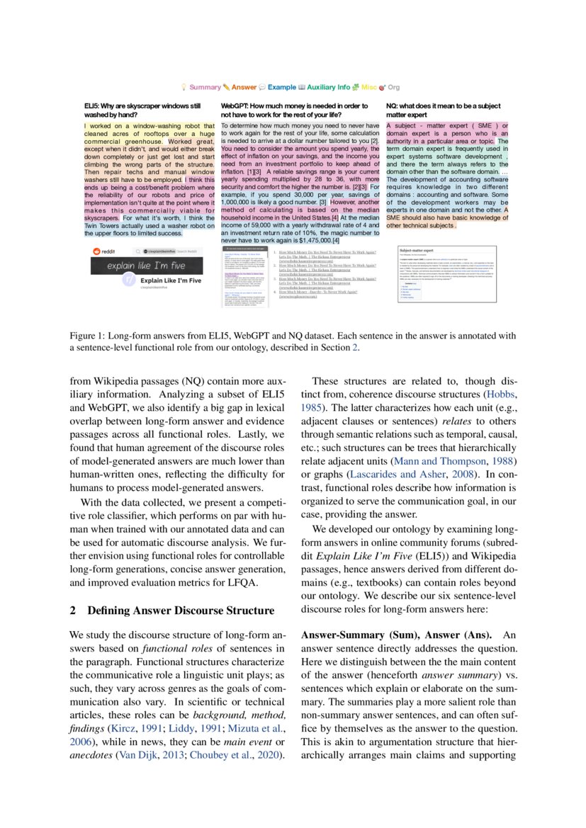 How Do We Answer Complex Questions: Discourse Structure of Long-form Answers | DeepAI