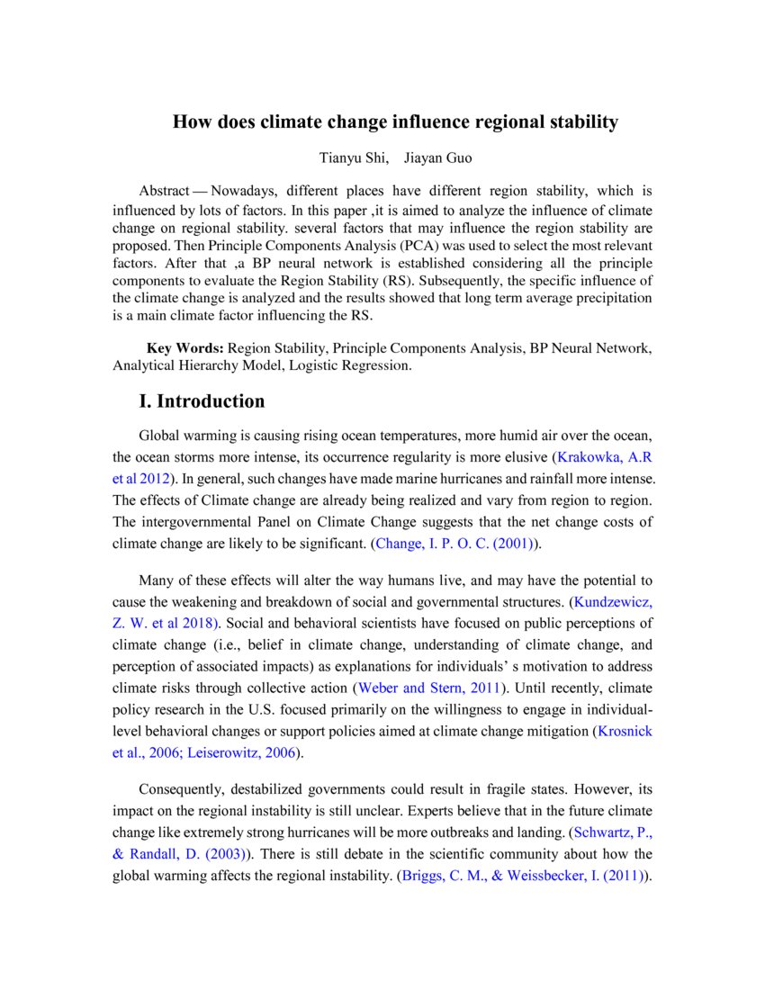How does climate change influence regional stability | DeepAI