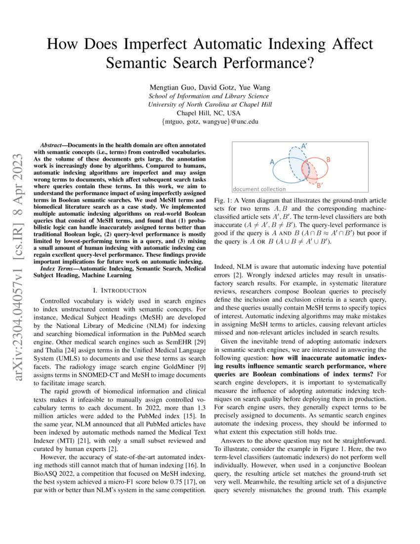 How Does Imperfect Automatic Indexing Affect Semantic Search Performance Deepai