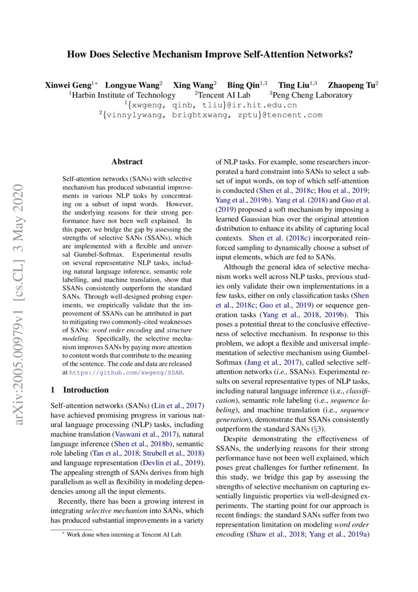 How Does Selective Mechanism Improve Self-Attention Networks? | DeepAI
