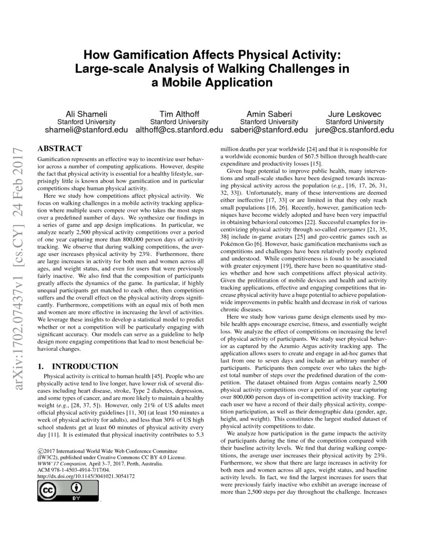 How Gamification Affects Physical Activity: Large-scale Analysis of ...