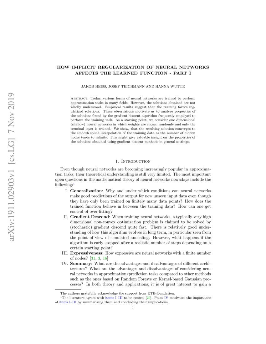 How Implicit Regularization Of Neural Networks Affects The Learned Function Part I Deepai
