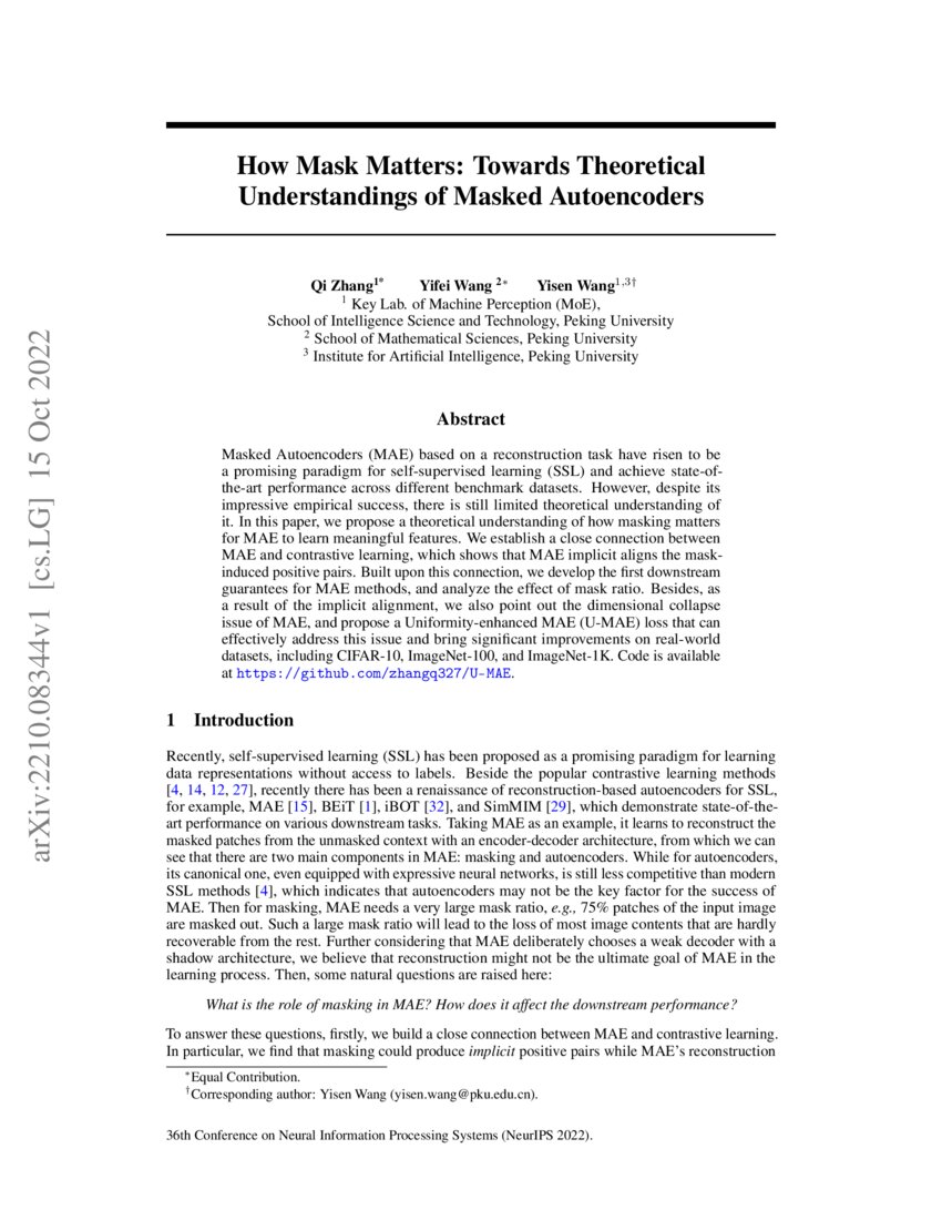 How Mask Matters: Towards Theoretical Understandings of Masked ...