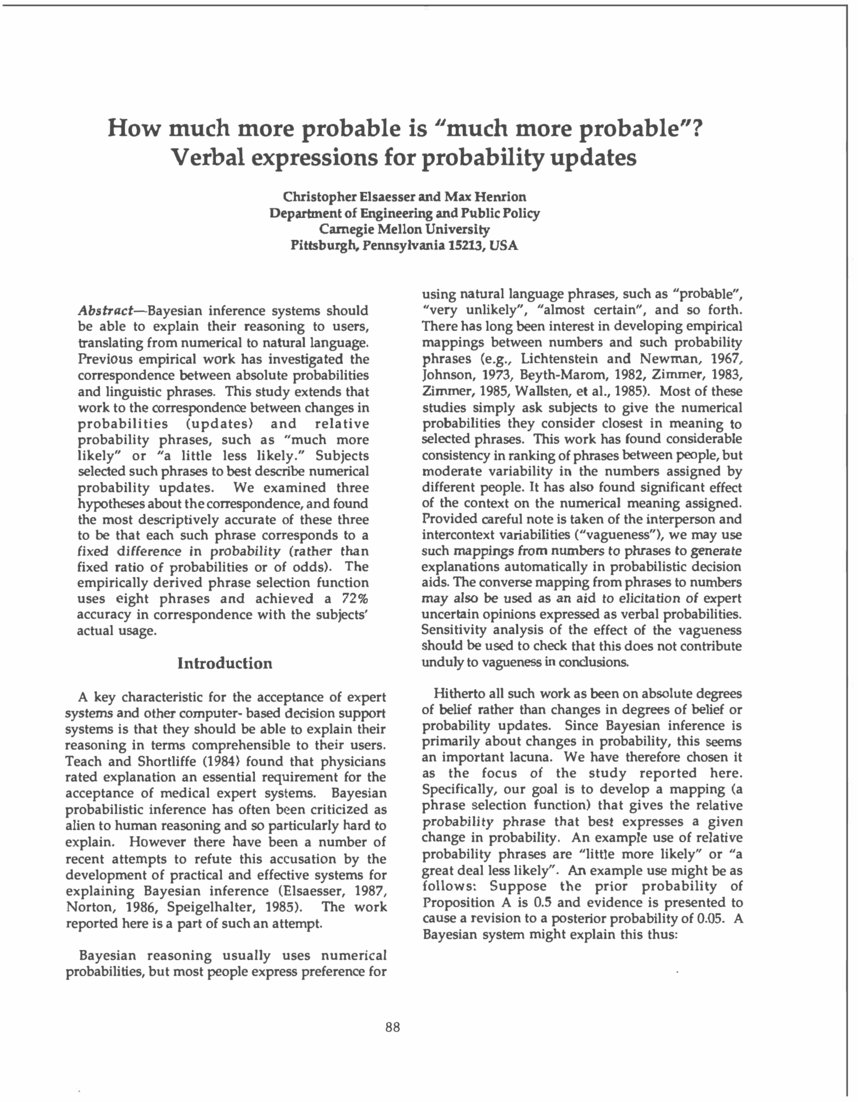 How Much More Probable is "Much More Probable"? Verbal Expressions for ...