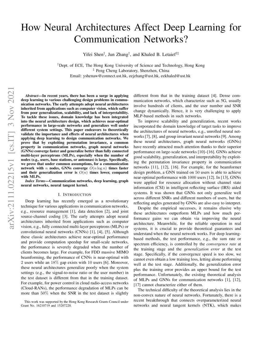 How Neural Architectures Affect Deep Learning for Communication Networks? | DeepAI