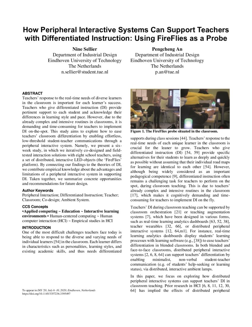 How Peripheral Interactive Systems Can Support Teachers with ...