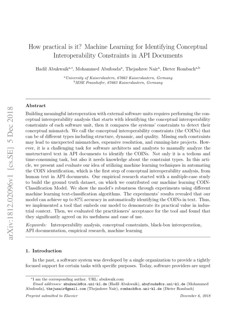 How practical is it? Machine Learning for Identifying Conceptual ...