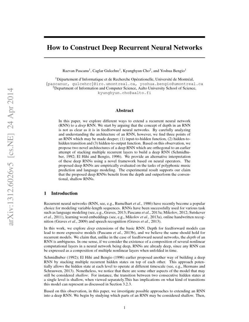 How To Construct Deep Recurrent Neural Networks Deepai
