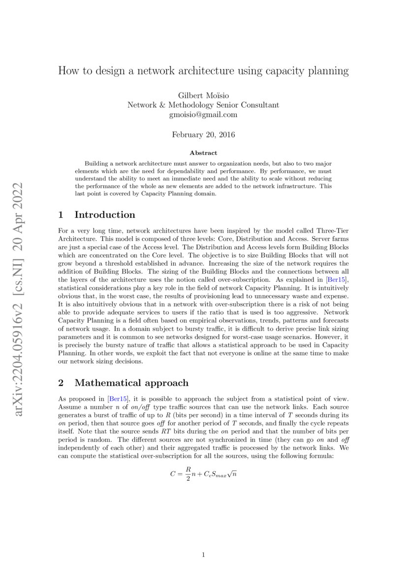 How to design a network architecture using capacity planning | DeepAI