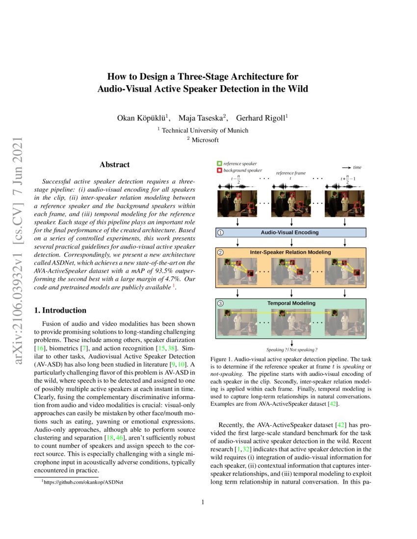 How To Design A Three Stage Architecture For Audio Visual Active Speaker Detection In The Wild