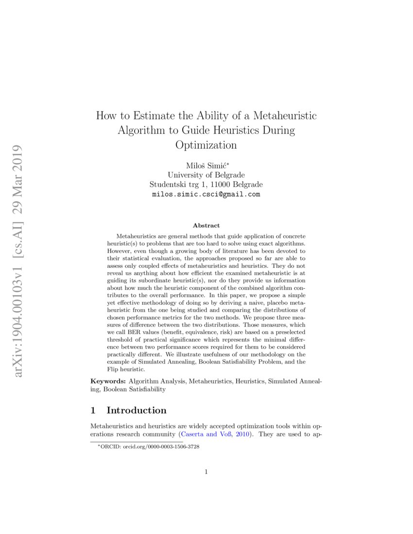 How to Estimate the Ability of a Metaheuristic Algorithm to Guide ...