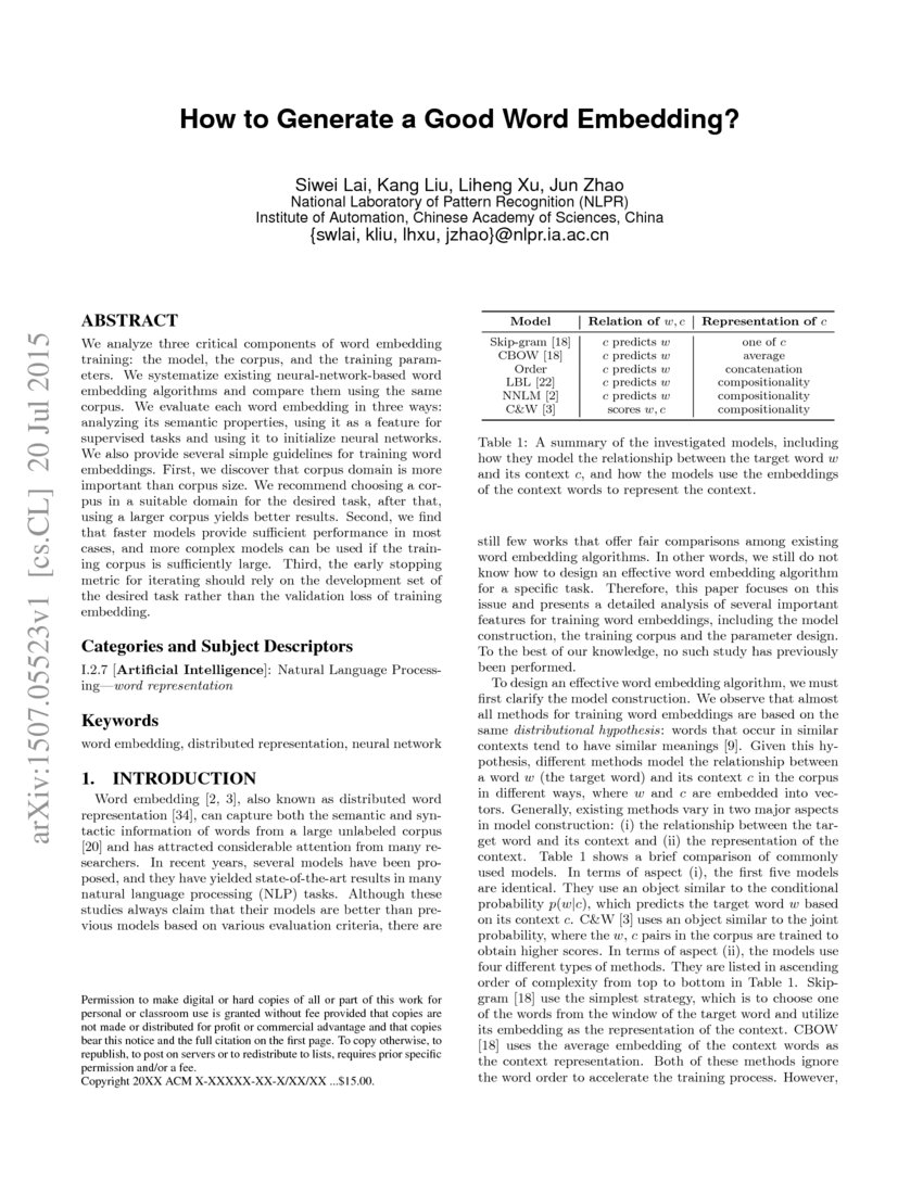 How to Generate a Good Word Embedding? | DeepAI