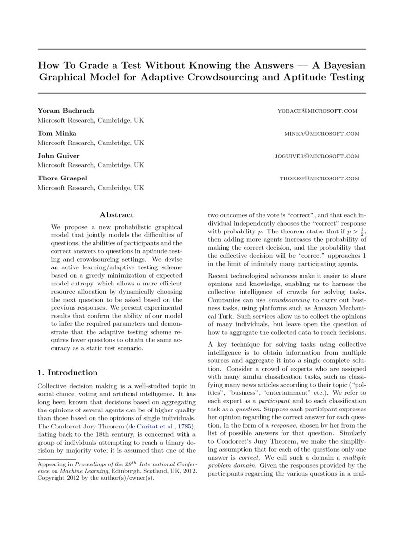 How To Grade a Test Without Knowing the Answers --- A Bayesian ...