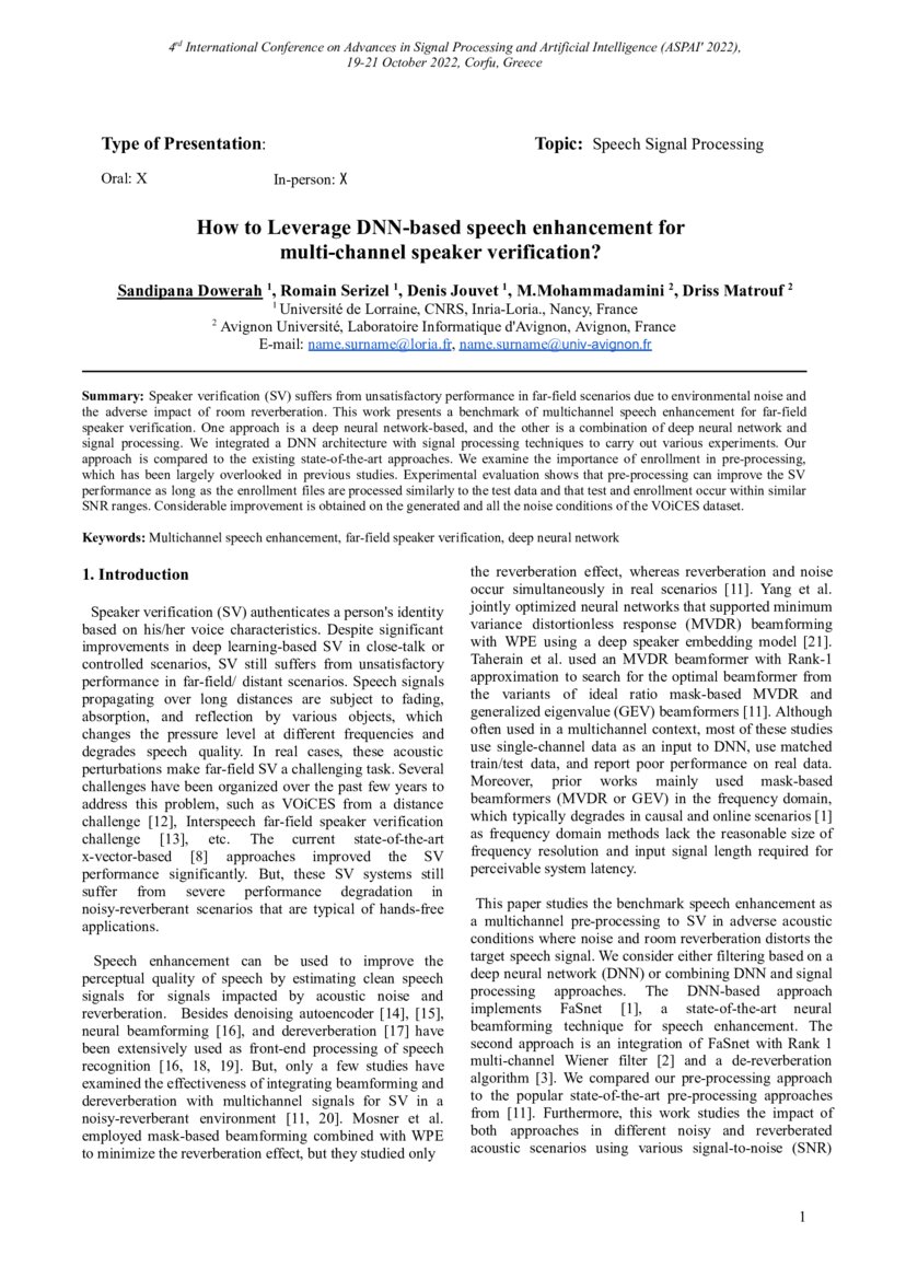 How to Leverage DNN-based speech enhancement for multi-channel speaker verification? | DeepAI