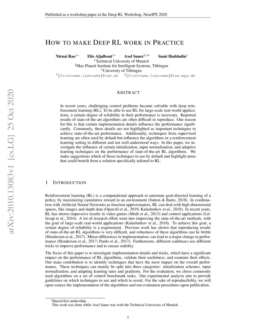 How To Make Deep Rl Work In Practice Deepai