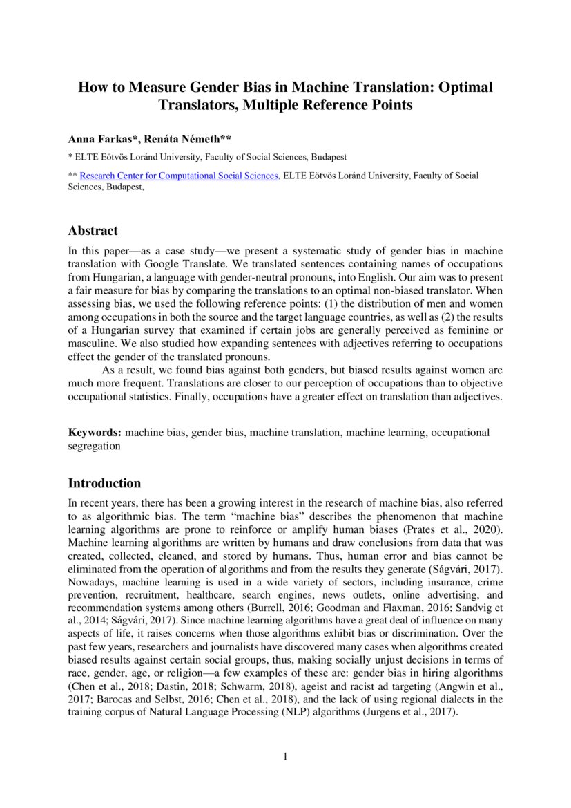 How to Measure Gender Bias in Machine Translation: Optimal Translators ...