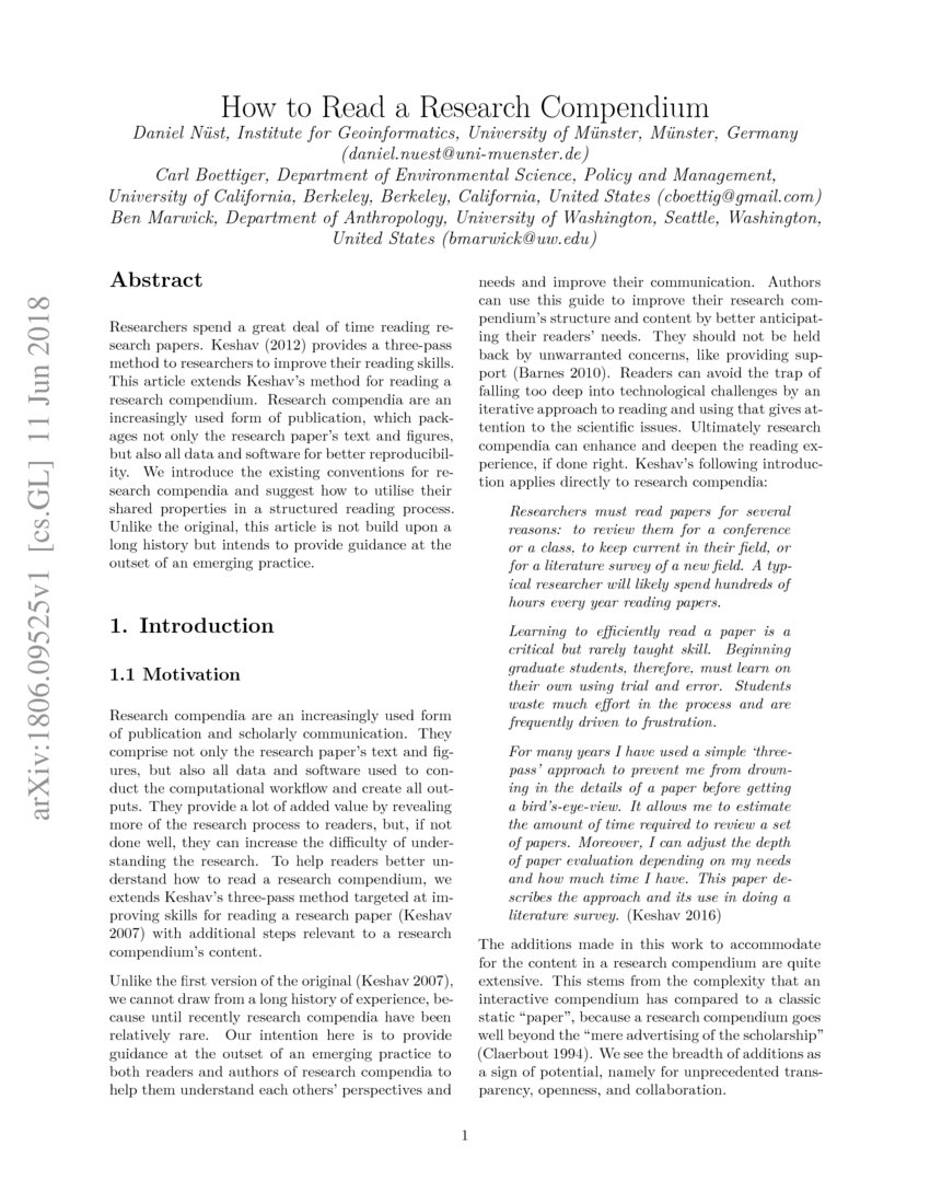 How to Read a Research Compendium | DeepAI