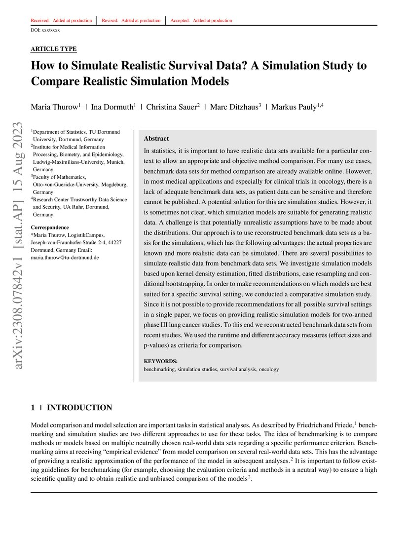 How to Simulate Realistic Survival Data? A Simulation Study to Compare ...
