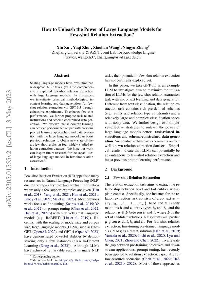 How To Unleash The Power Of Large Language Models For Few Shot Relation