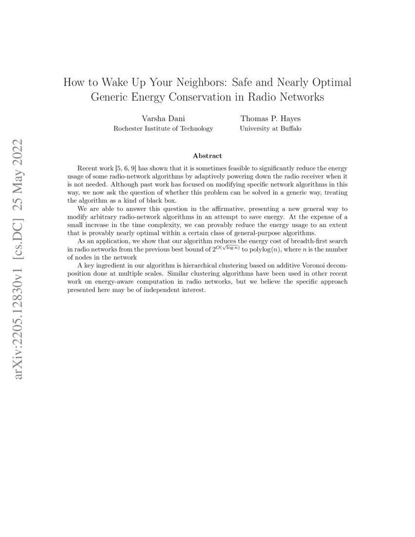 How to Wake Up Your Neighbors: Safe and Nearly Optimal Generic Energy Conservation in Radio ...