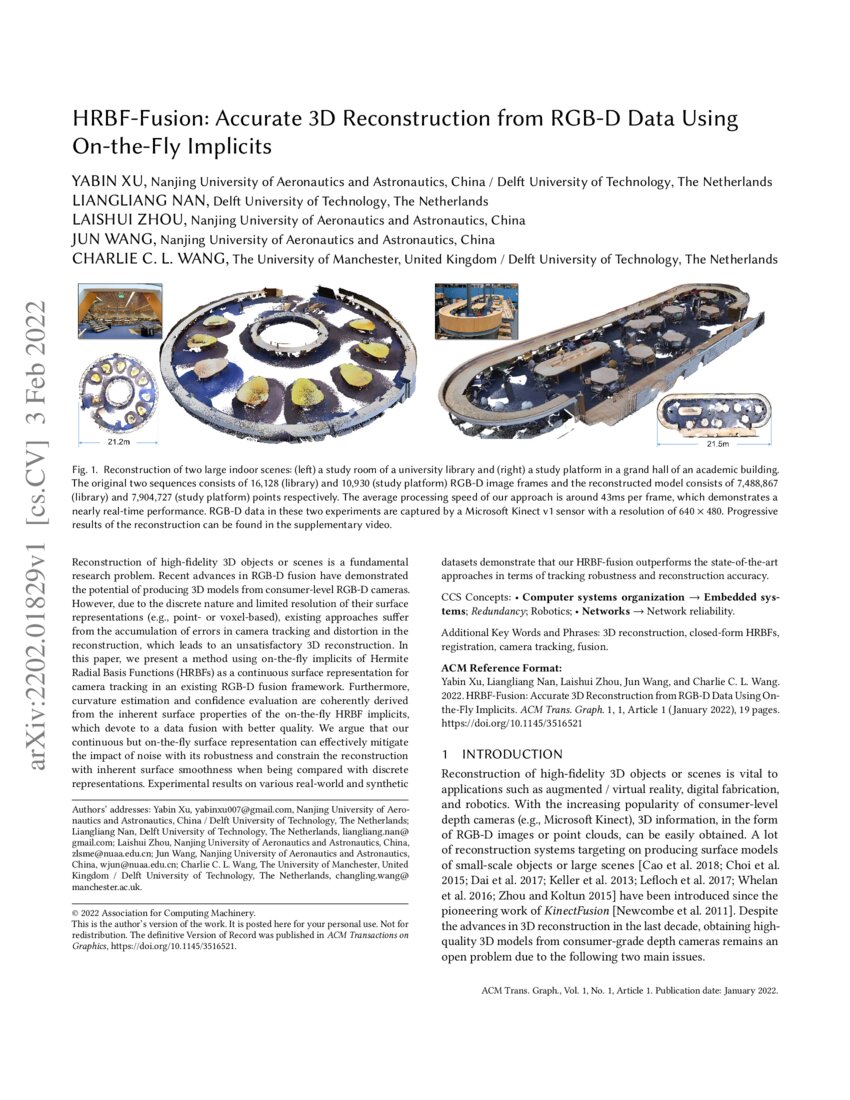 HRBF-Fusion: Accurate 3D reconstruction from RGB-D data using on-the-fly implicits | DeepAI