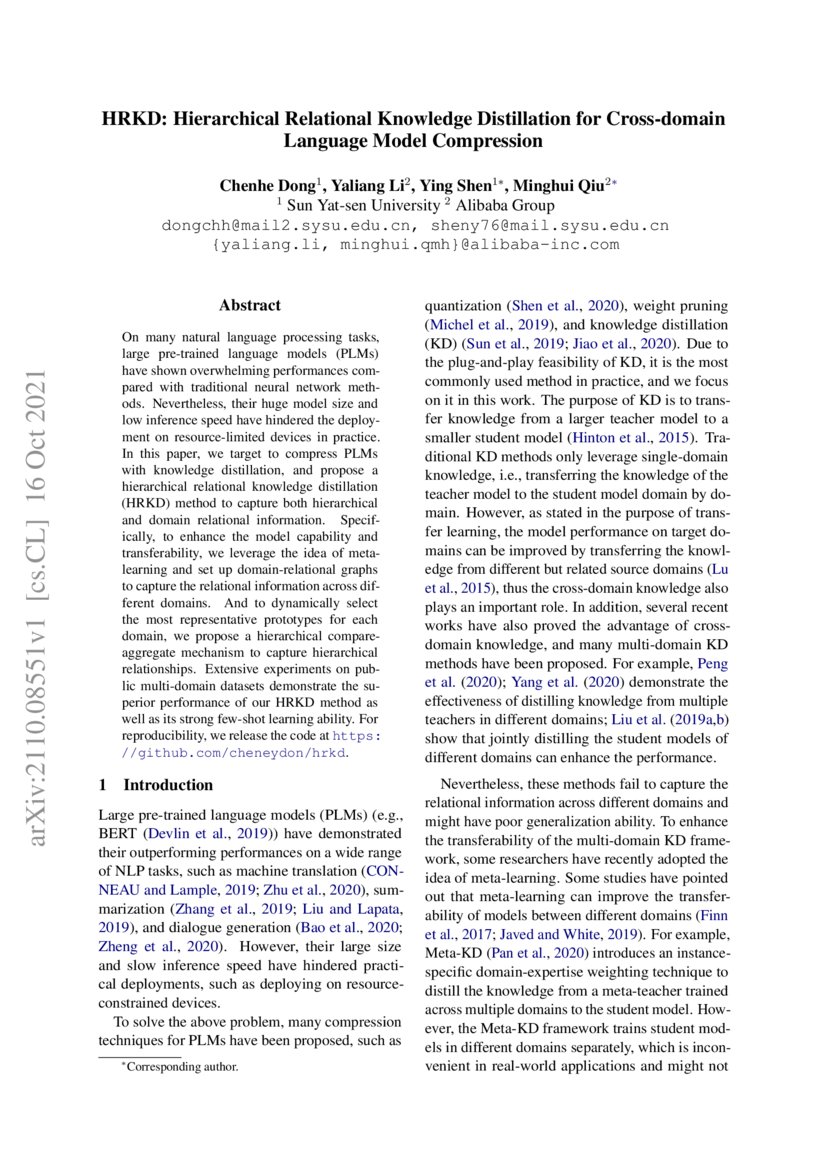 Hrkd Hierarchical Relational Knowledge Distillation For Cross Domain Language Model Compression