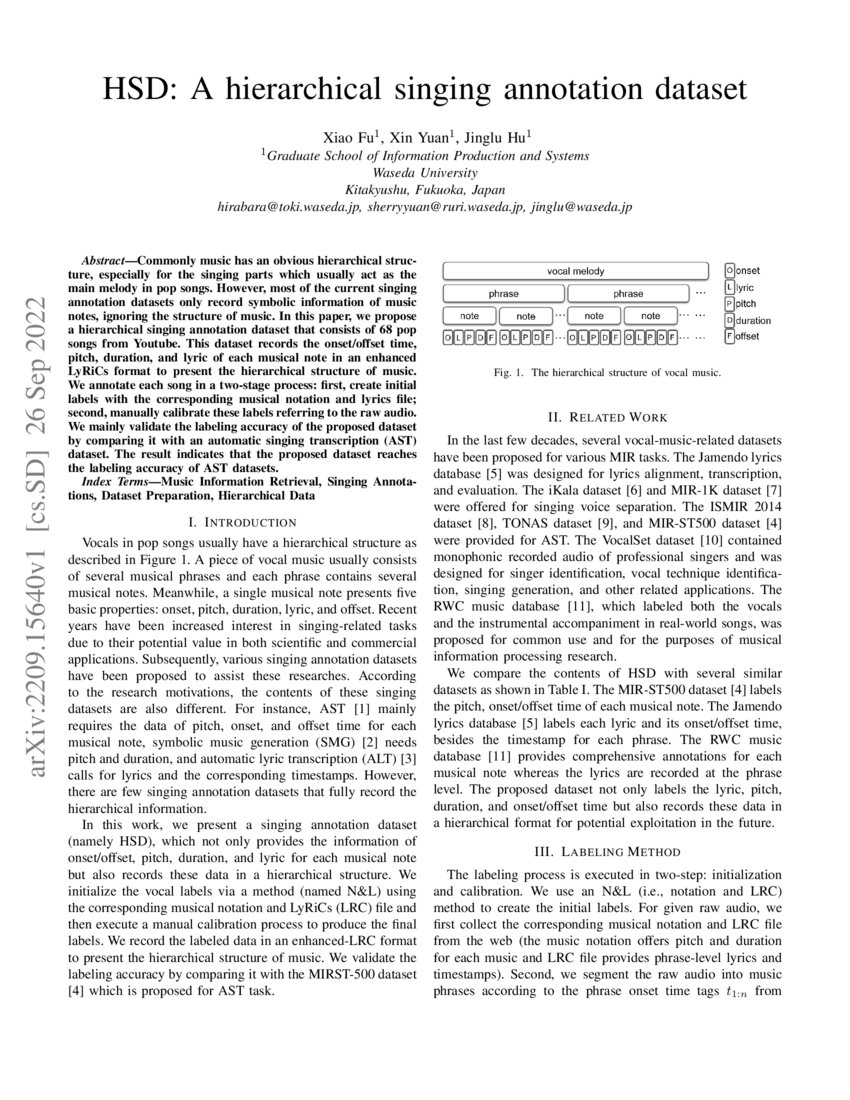 HSD: A hierarchical singing annotation dataset | DeepAI