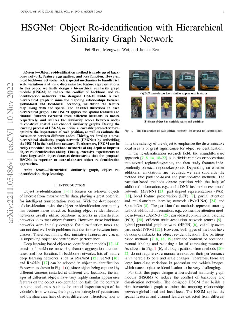 HSGNet: Object Re-identification with Hierarchical Similarity Graph Network | DeepAI