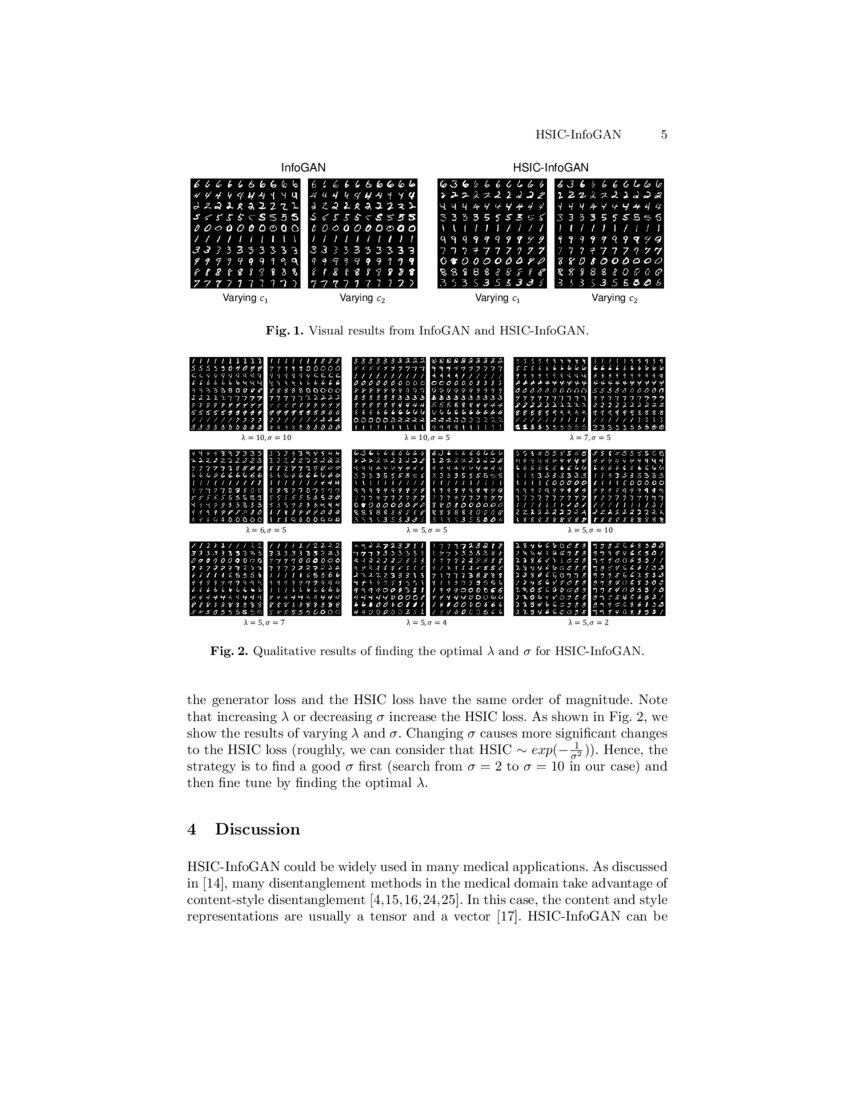 Hsic Infogan Learning Unsupervised Disentangled Representations By Maximising Approximated
