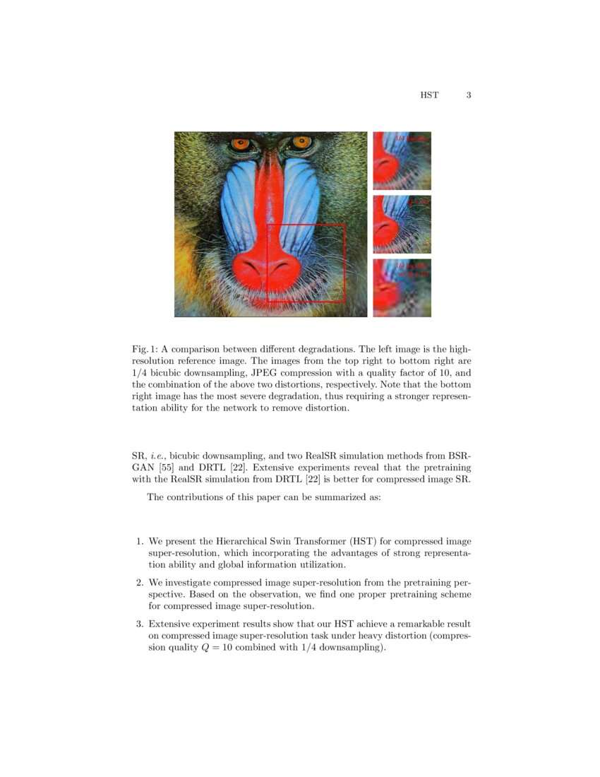 HST: Hierarchical Swin Transformer for Compressed Image Super-resolution | DeepAI
