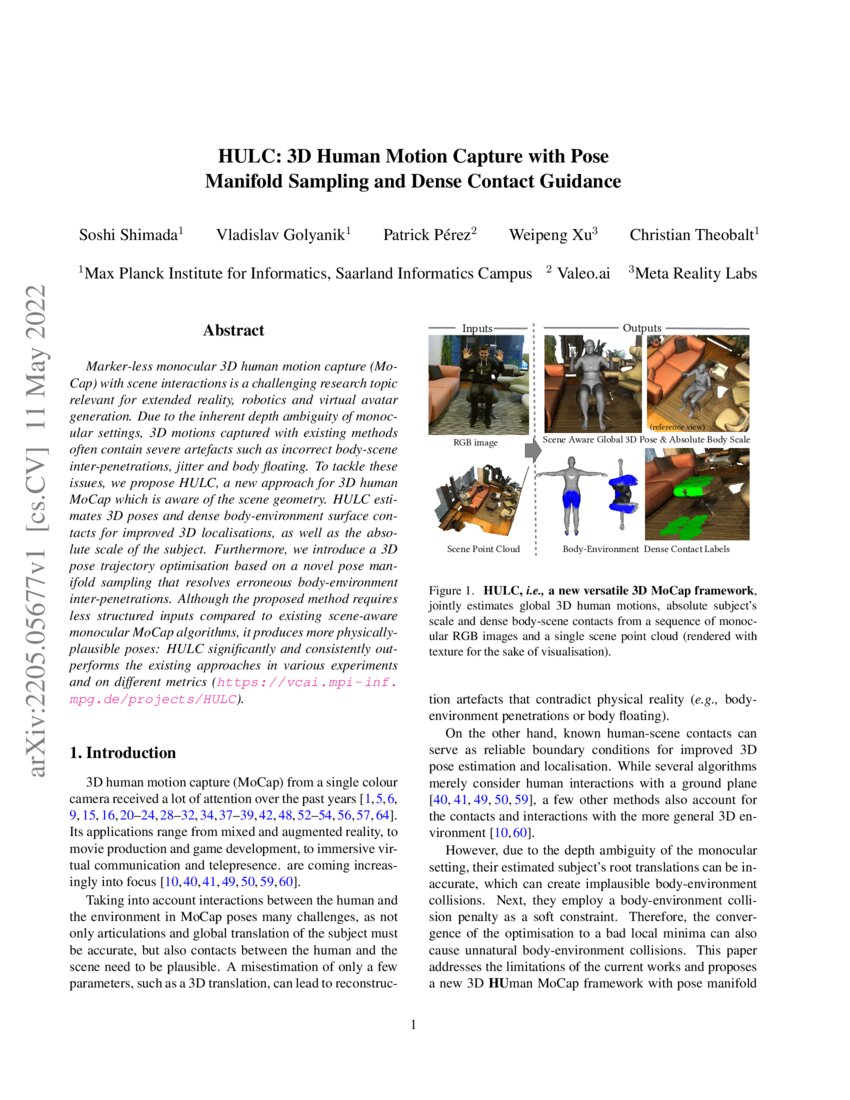 HULC: 3D Human Motion Capture with Pose Manifold Sampling and Dense ...