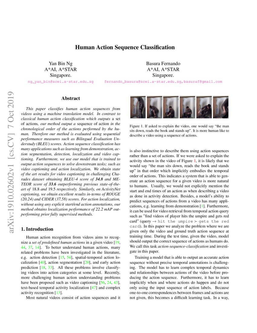 Human Action Sequence Classification | DeepAI