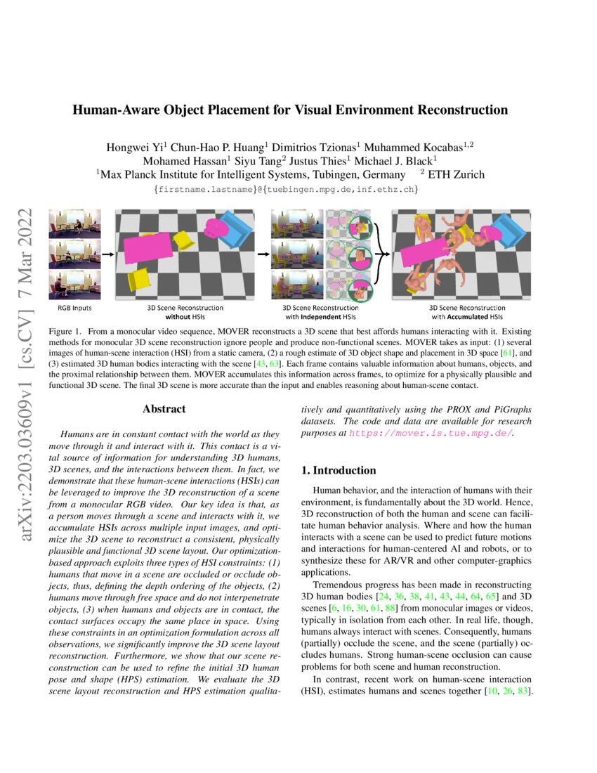 Human-Aware Object Placement for Visual Environment Reconstruction | DeepAI