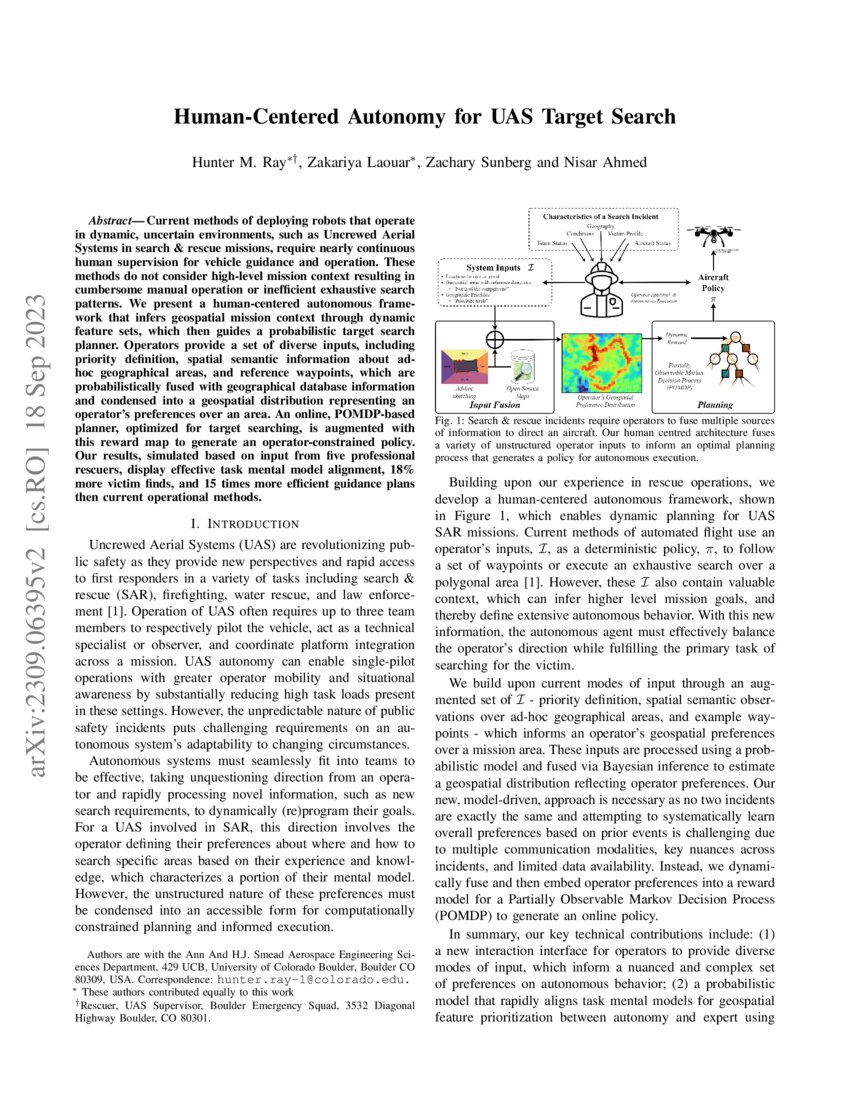Human-Centered Autonomy for UAS Target Search | DeepAI