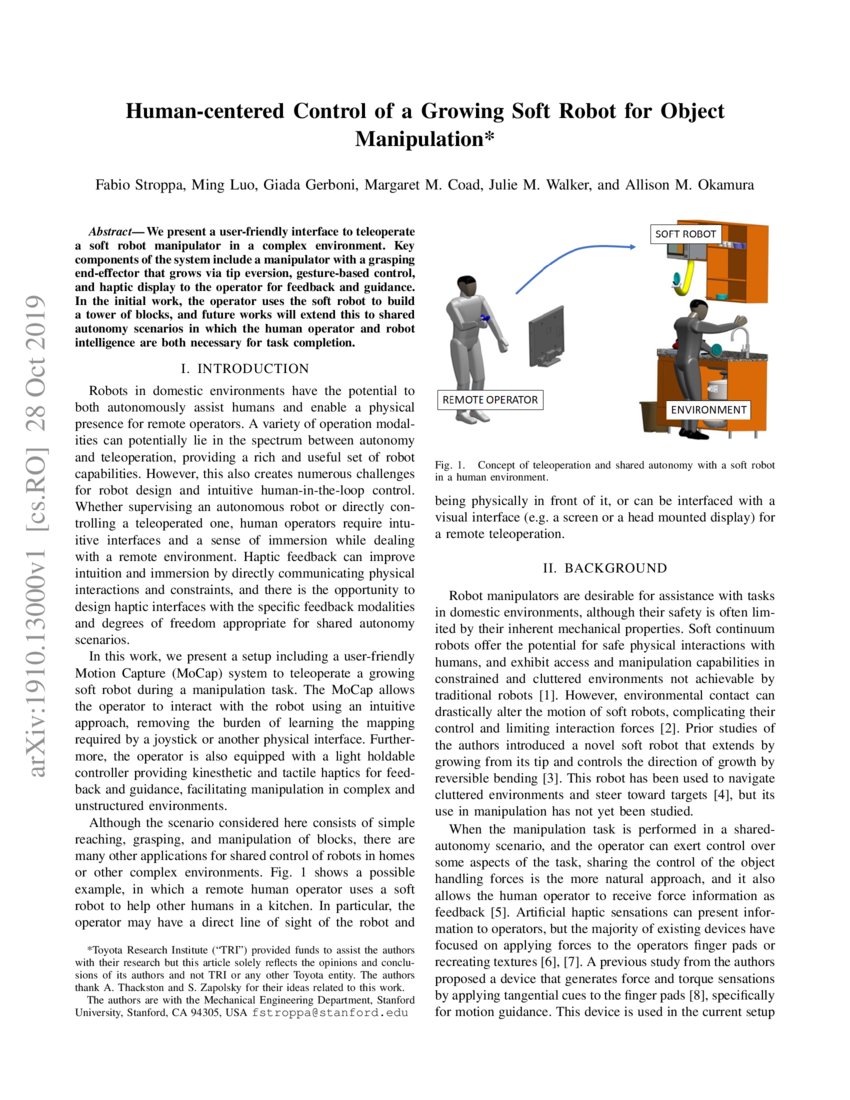 Human Centered Control Of A Growing Soft Robot For Object Manipulation Deepai 6896