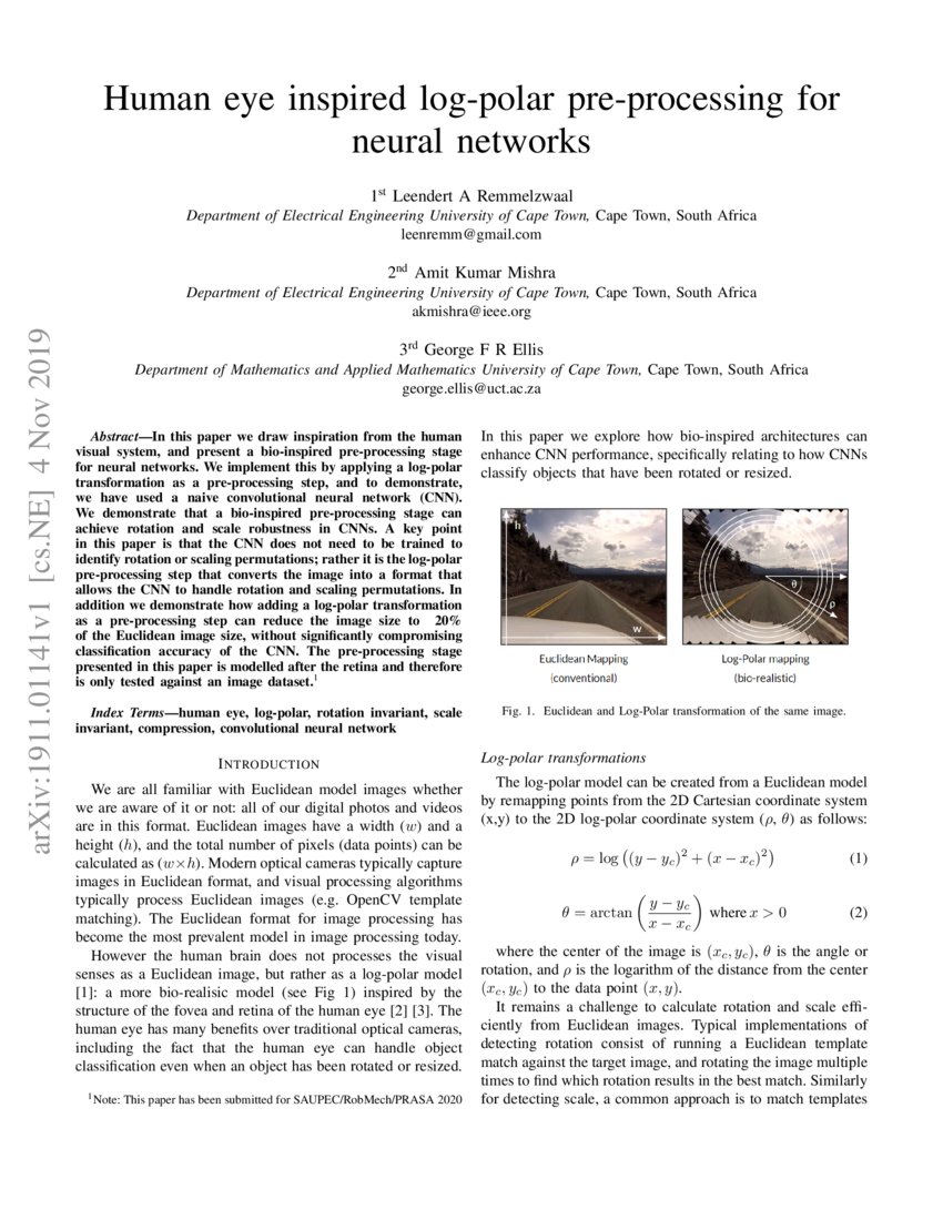 Human eye inspired log-polar pre-processing for neural networks | DeepAI