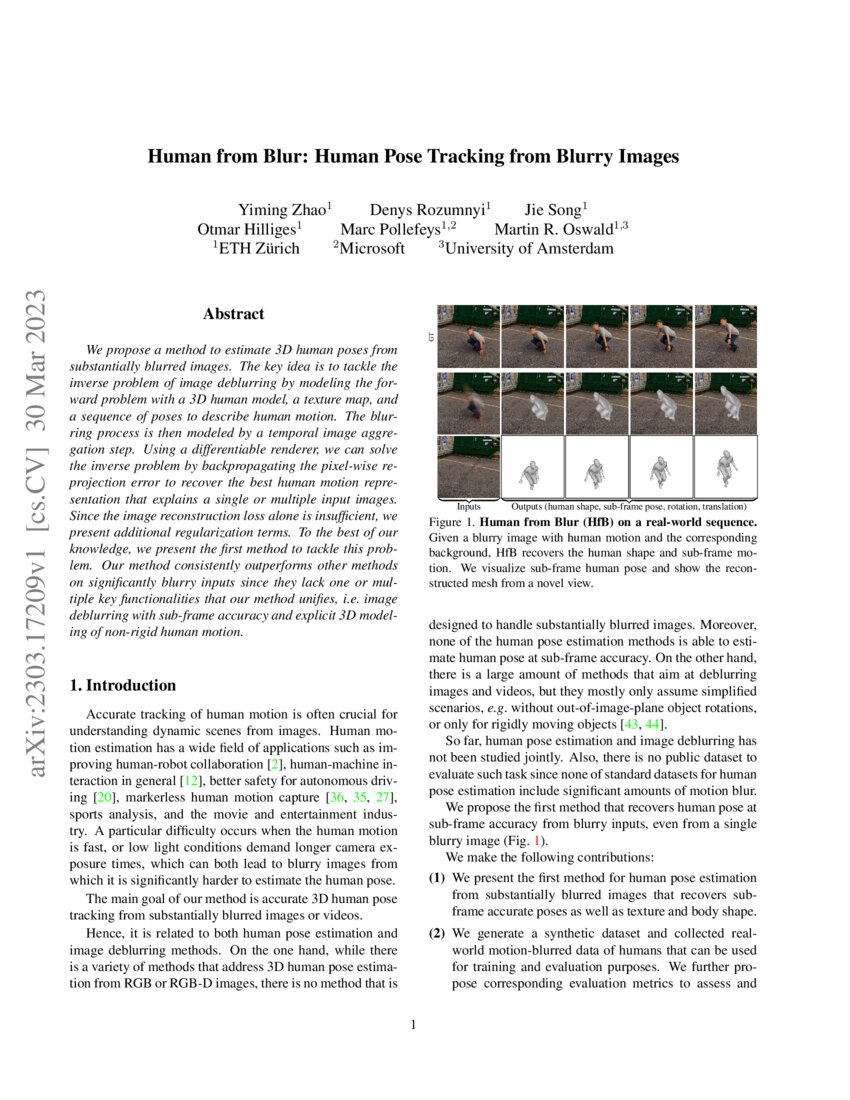 Human from Blur: Human Pose Tracking from Blurry Images | DeepAI