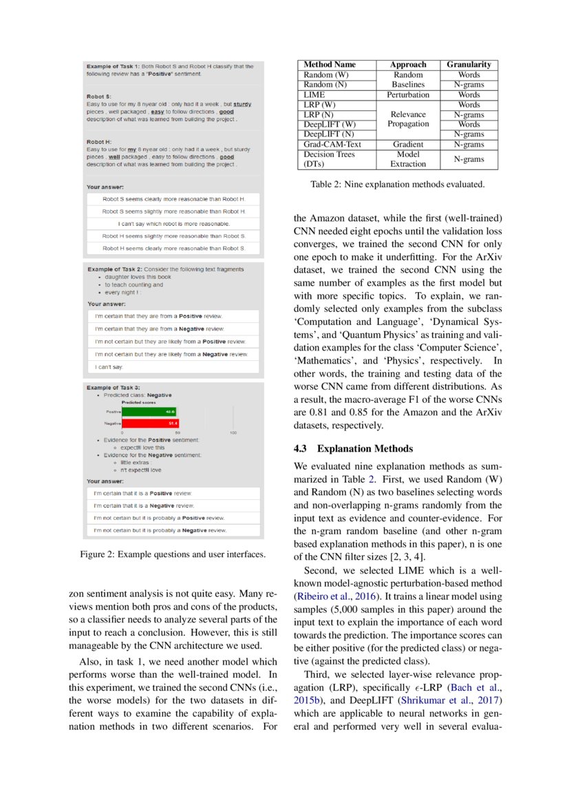 Human-grounded Evaluations of Explanation Methods for Text ...