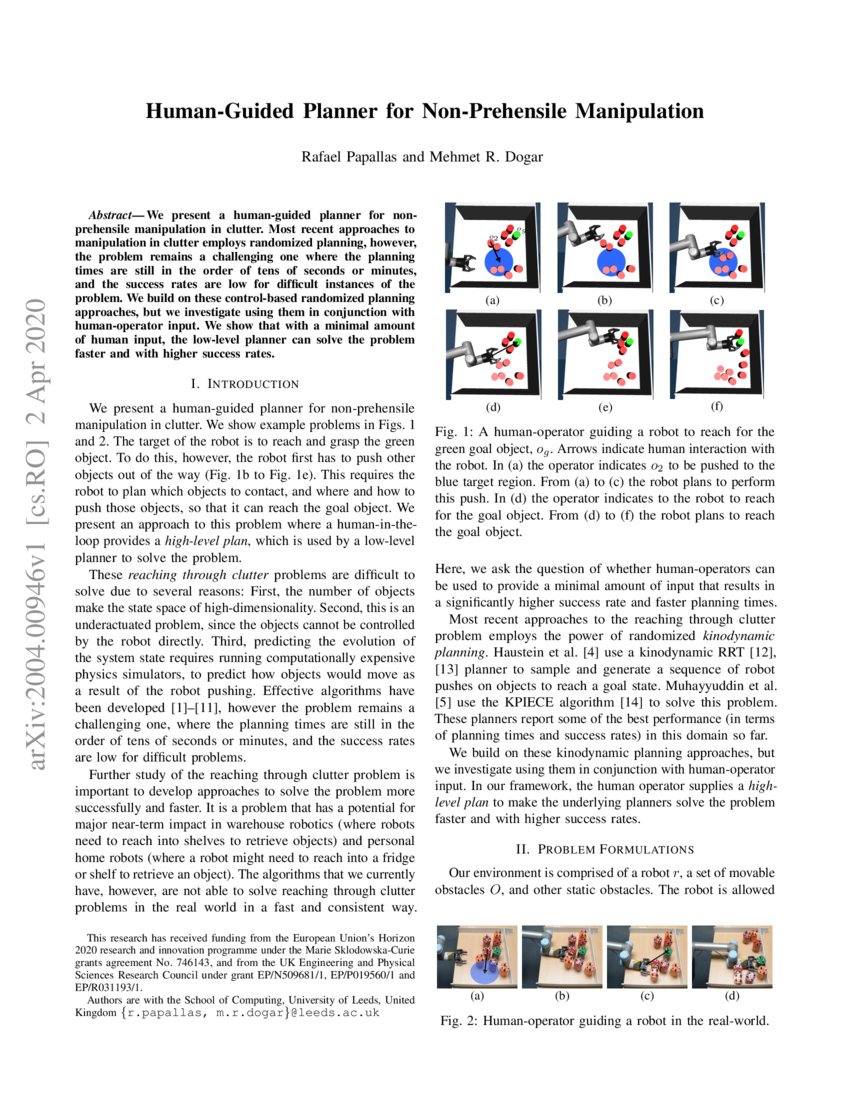 Human-Guided Planner for Non-Prehensile Manipulation | DeepAI
