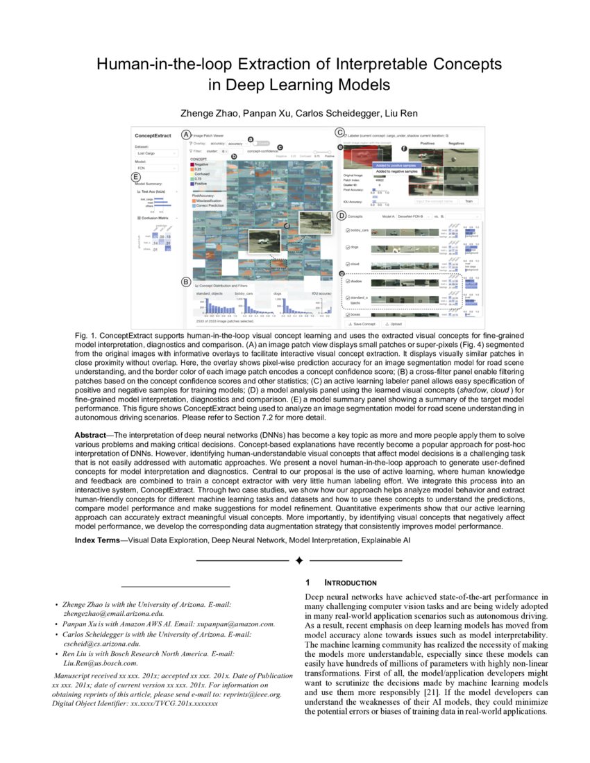 Human In The Loop Extraction Of Interpretable Concepts In Deep Learning