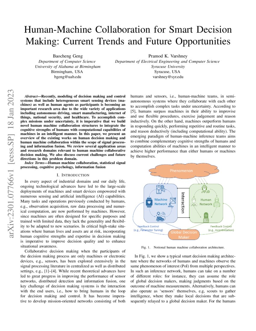 Human-Machine Collaboration for Smart Decision Making: Current Trends ...