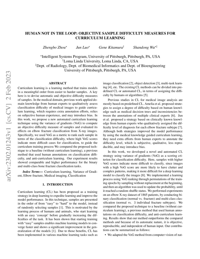 Human not in the loop: objective sample difficulty measures for ...
