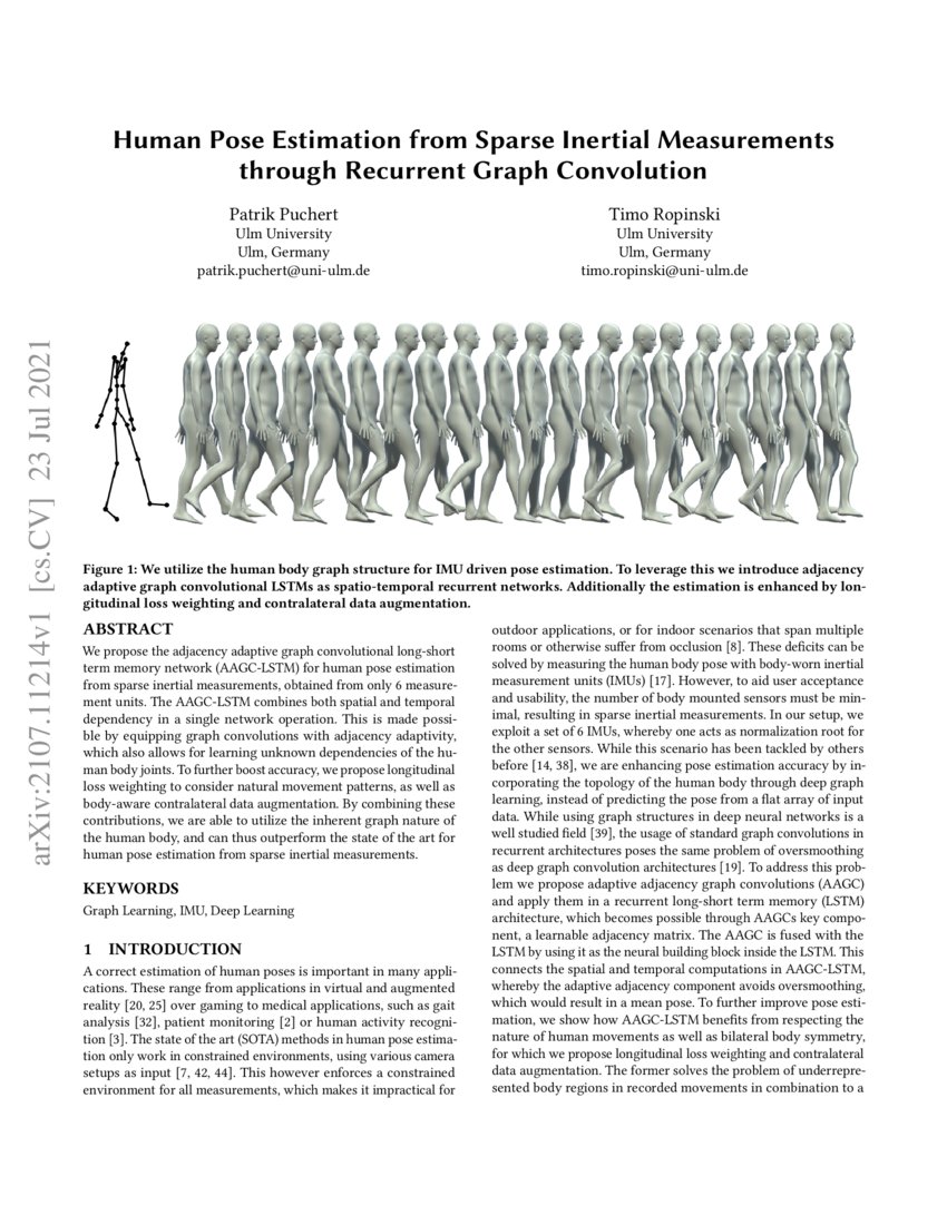 Human Pose Estimation from Sparse Inertial Measurements through ...
