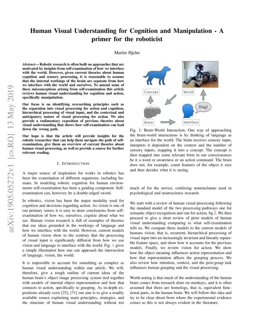 Human Visual Understanding for Cognition and Manipulation -- A primer ...