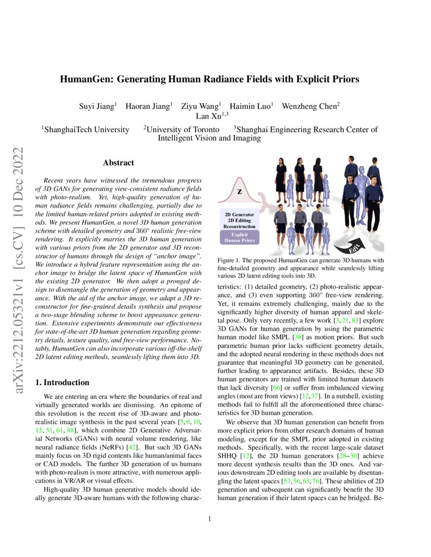 HumanGen: Generating Human Radiance Fields with Explicit Priors | DeepAI