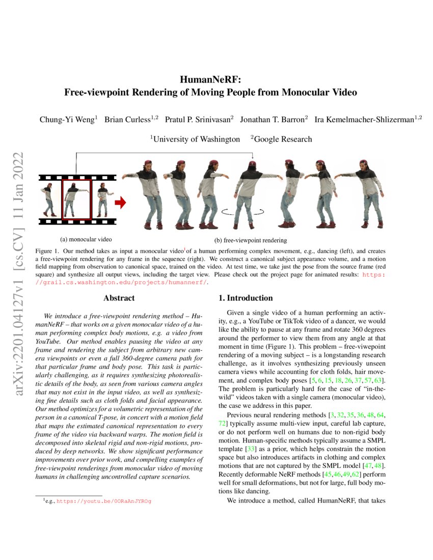 HumanNeRF: Free-viewpoint Rendering of Moving People from Monocular ...