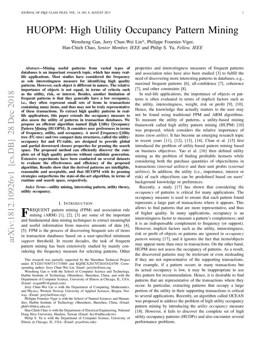HUOPM: High Utility Occupancy Pattern Mining | DeepAI
