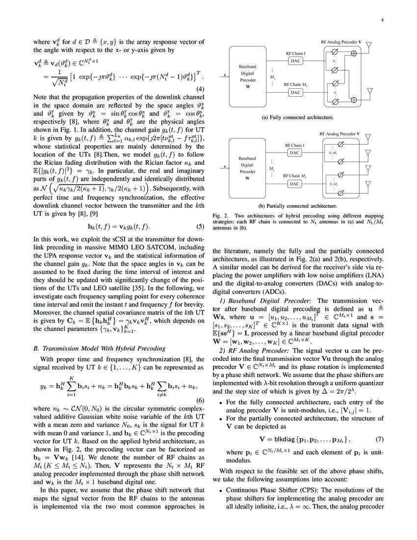 Hybrid Analogdigital Precoding For Downlink Massive Mimo Leo Satellite Communications Deepai 